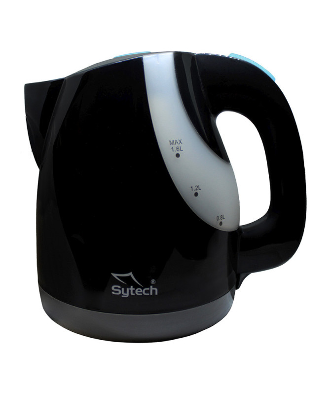 ELECTRIC CORDLESS KETTLE, 1.6 LITERS, 360º SWIVEL BASE, BLACK (SYTECH)